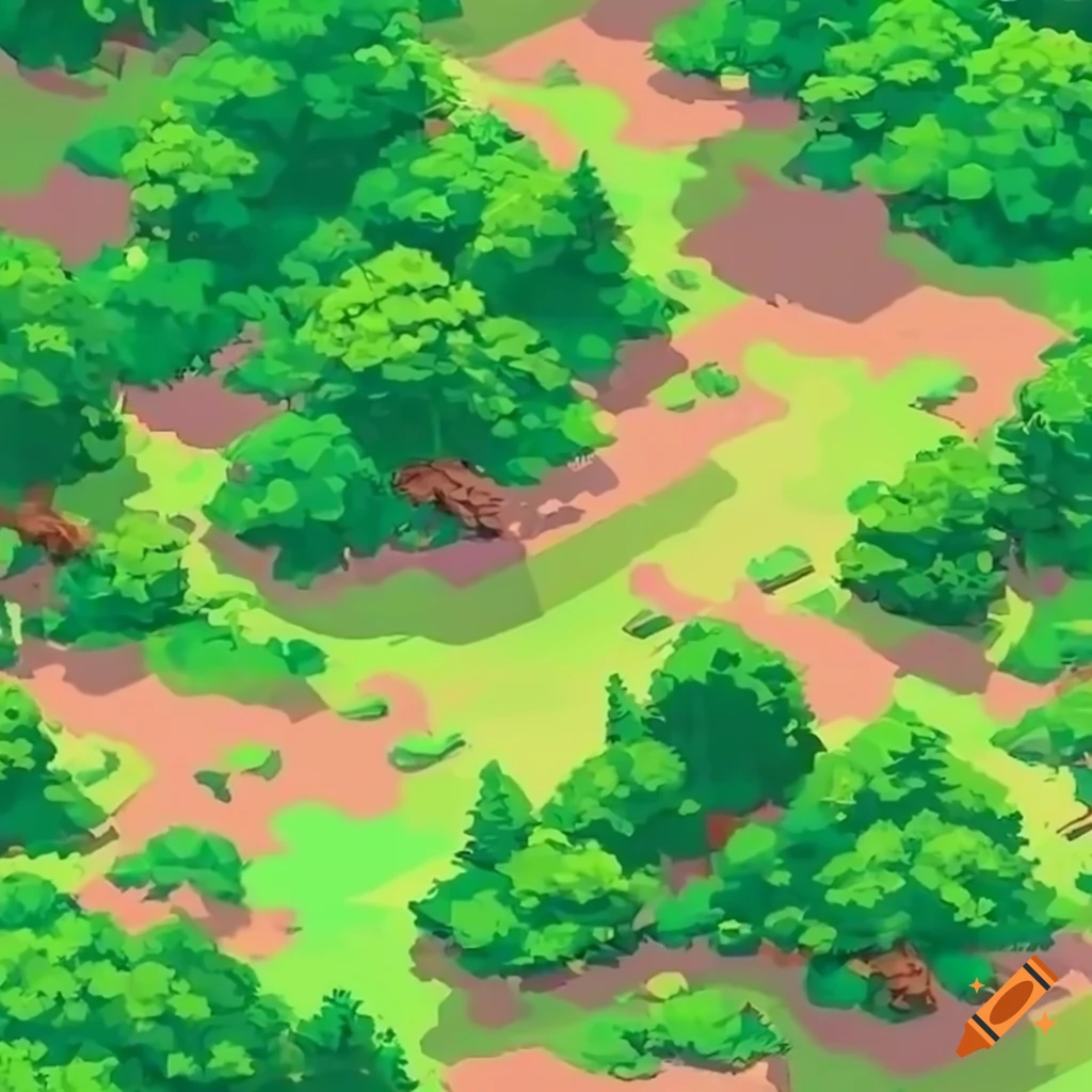 2d isometric top down view japanese style landscape on Craiyon