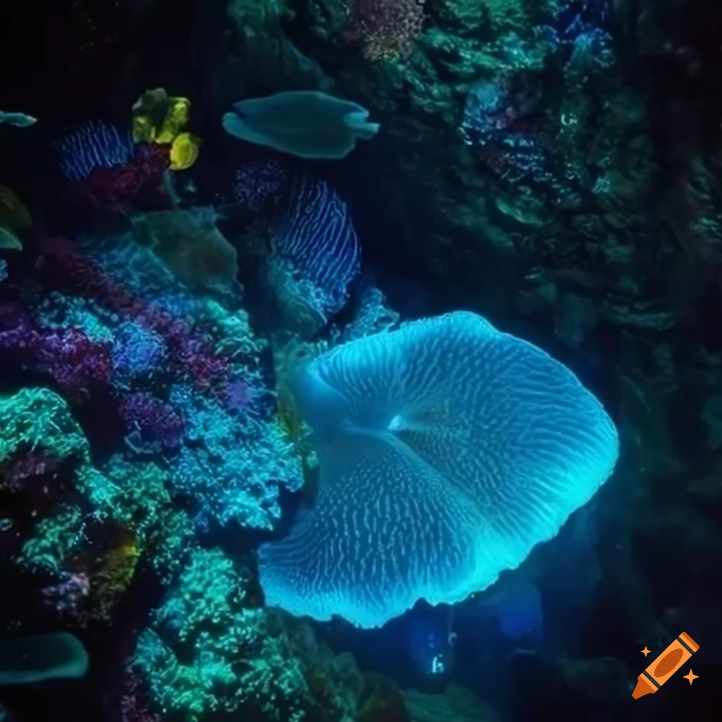 Underwater tapestry of vibrant fish, coral, and mythical creatures with ...