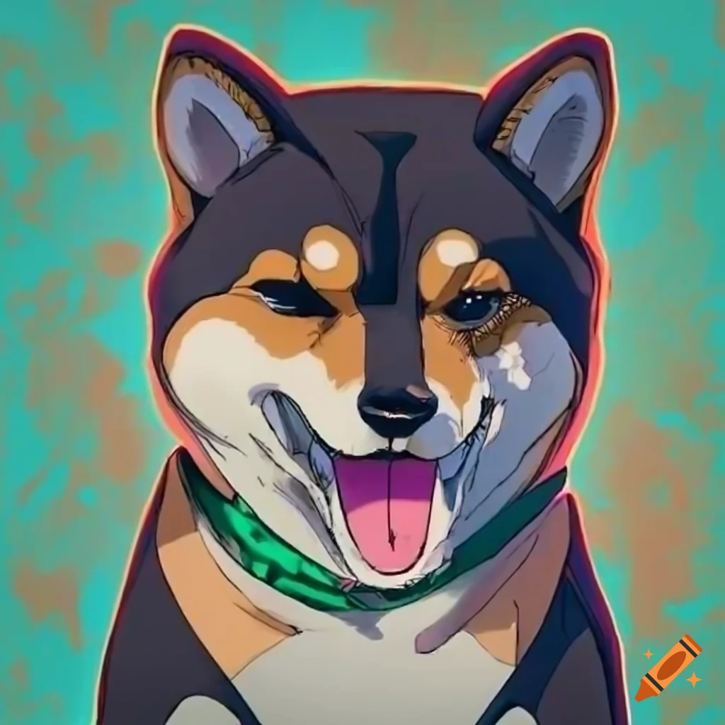 Black and tan shiba inu with jojo anime art style on Craiyon
