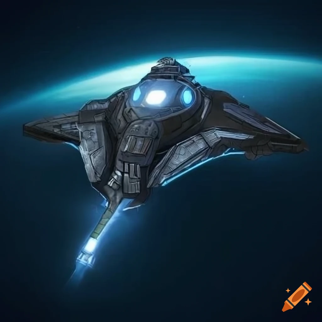 Concept art of a medium-sized spaceship in a futuristic style on Craiyon