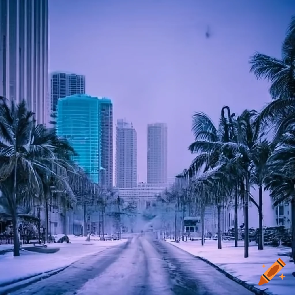Miami, florida after a rare blizzard on Craiyon