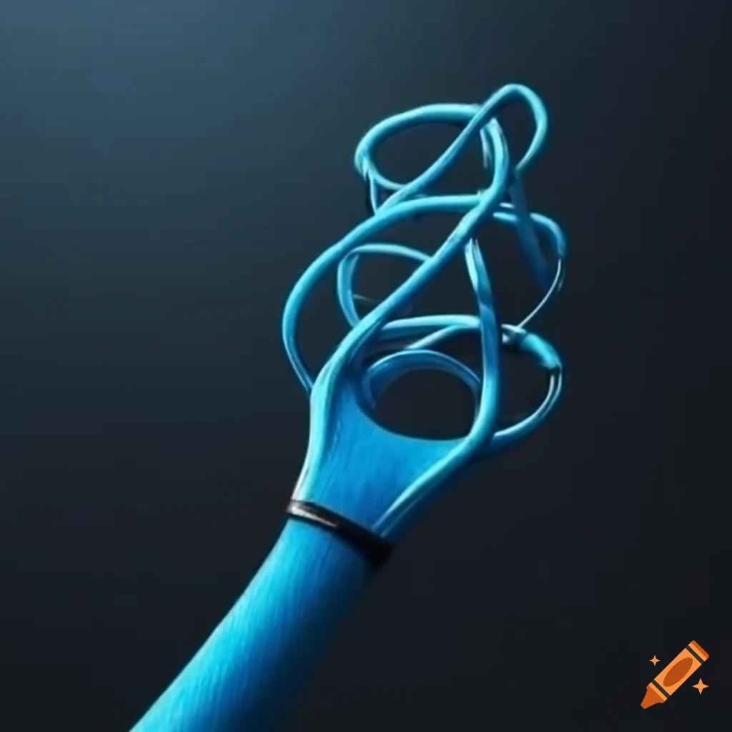 Blue guitar strings tied around other guitar strings on Craiyon