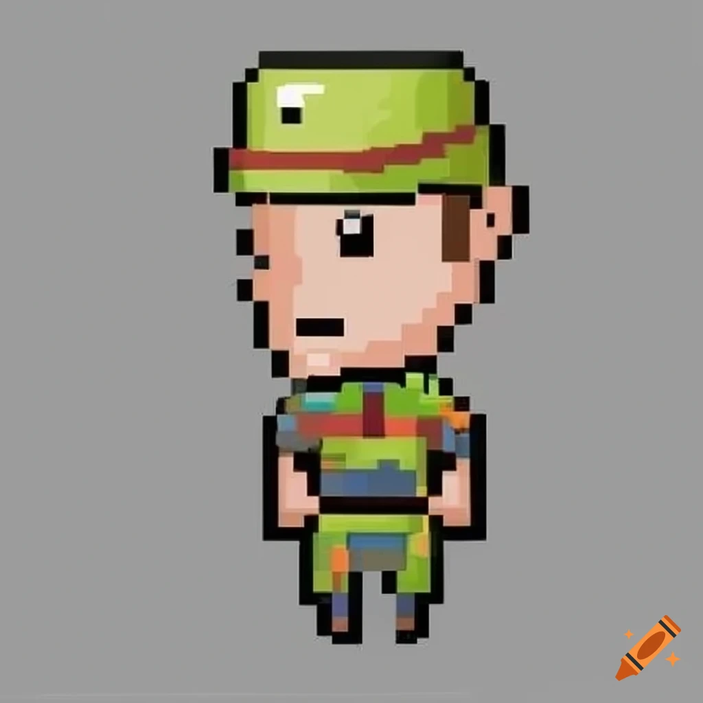 Military characters from 8-bit games on Craiyon