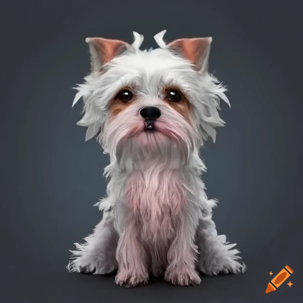 Small white scruffy dog with pointed ears on Craiyon