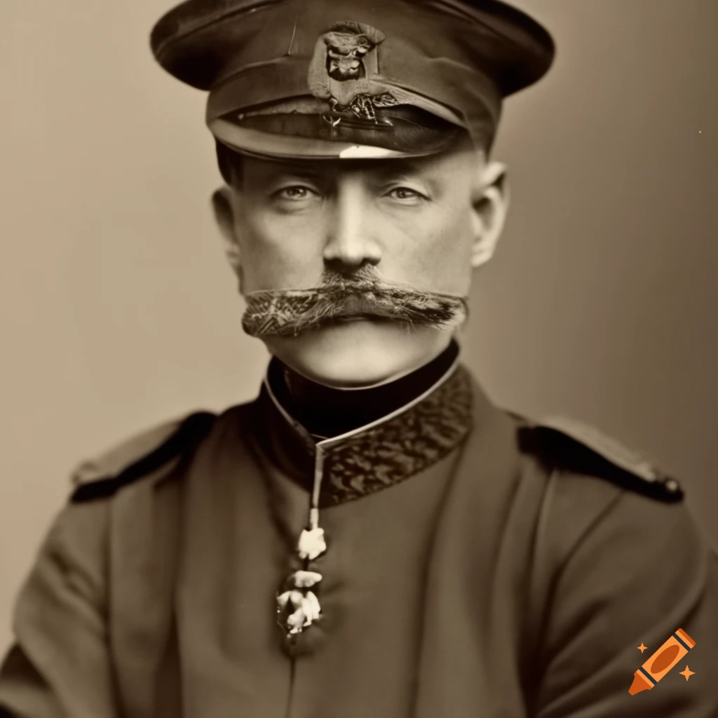 Vintage photo of a military man from 1900 on Craiyon