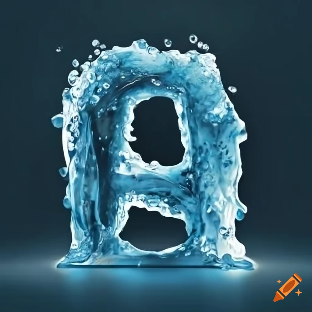 Artistic representation of the letter a with water on Craiyon