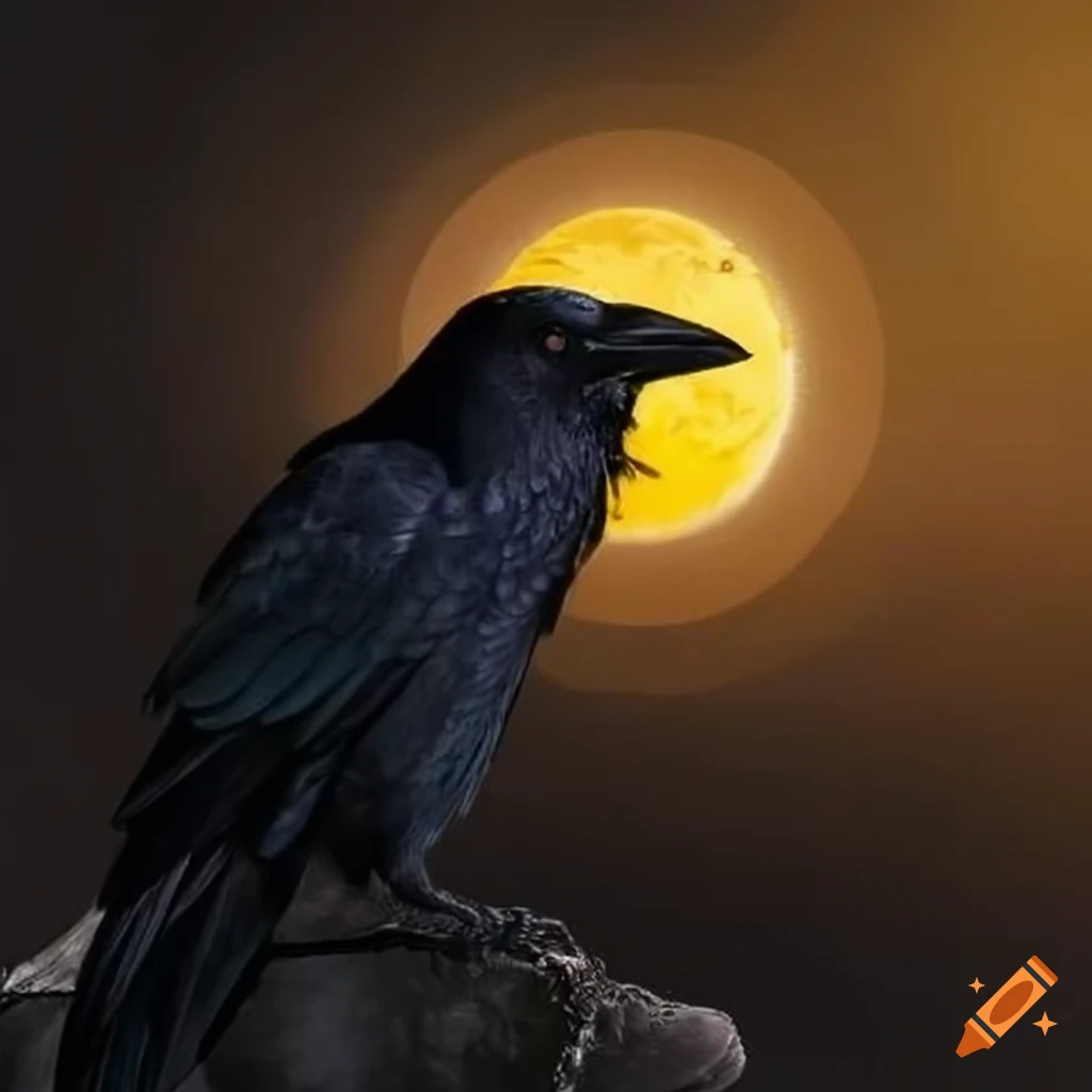 Raven holding the sun in its beak on Craiyon