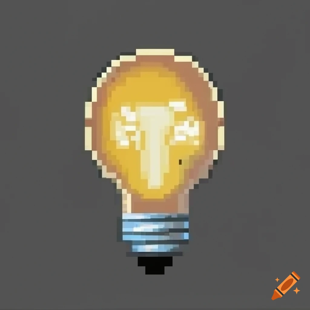 Pixel art lightbulb logo on Craiyon