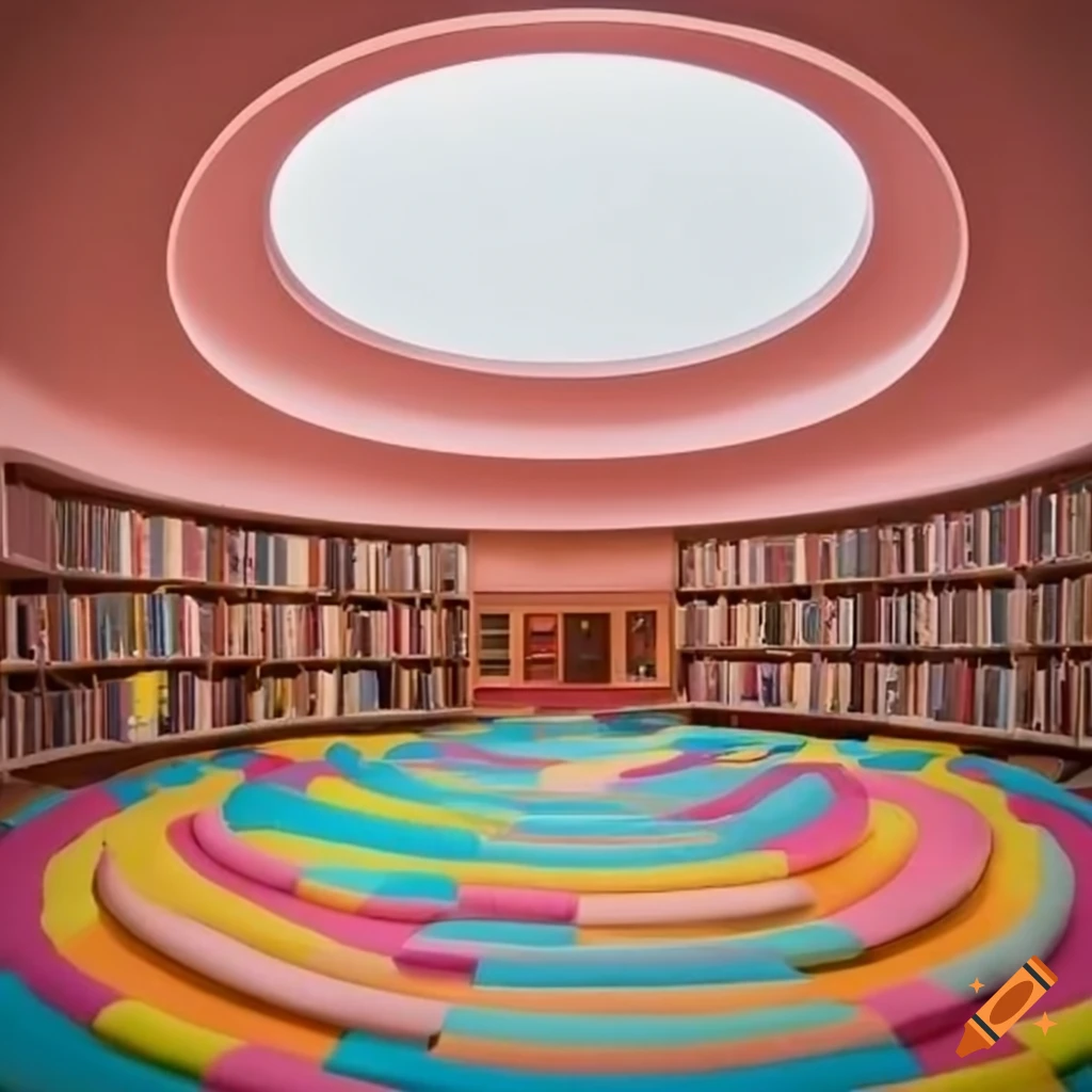 Zen curved library with seating options and skylight for autistic ...