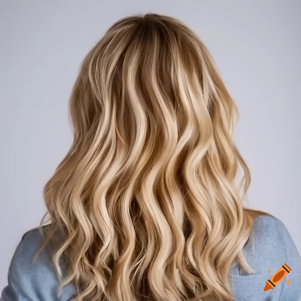 Wavy super blonde hair seen from the back on Craiyon