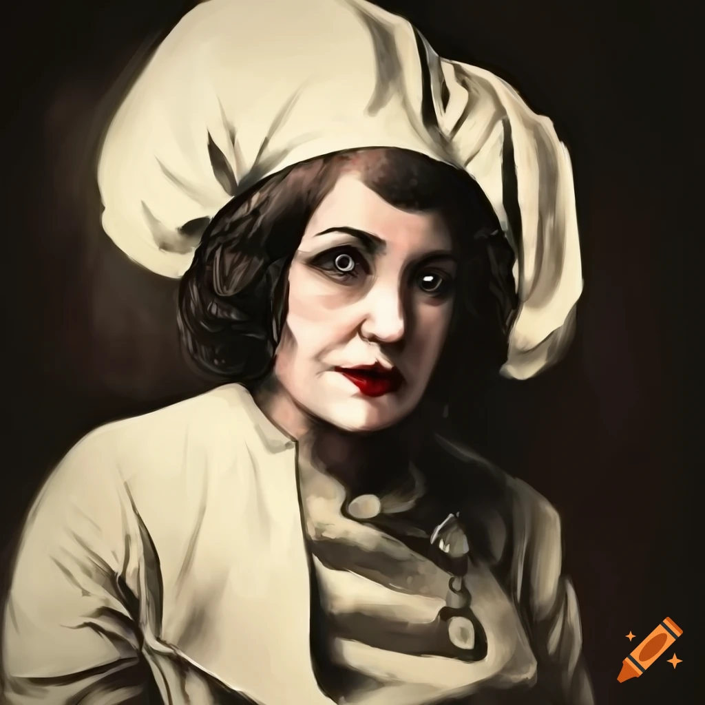 Portrait of a 1920 female cook in cthulhu mythos on Craiyon