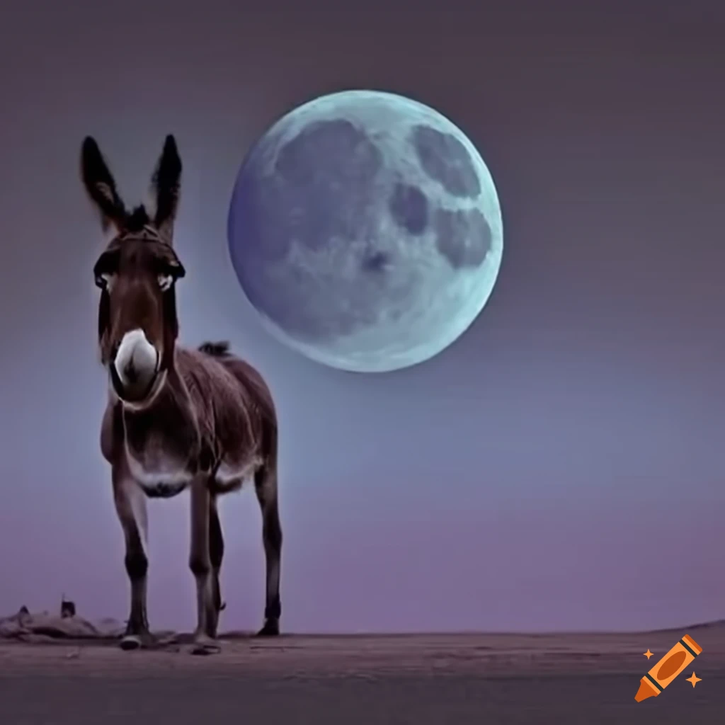 Donkey in front of the moon on Craiyon