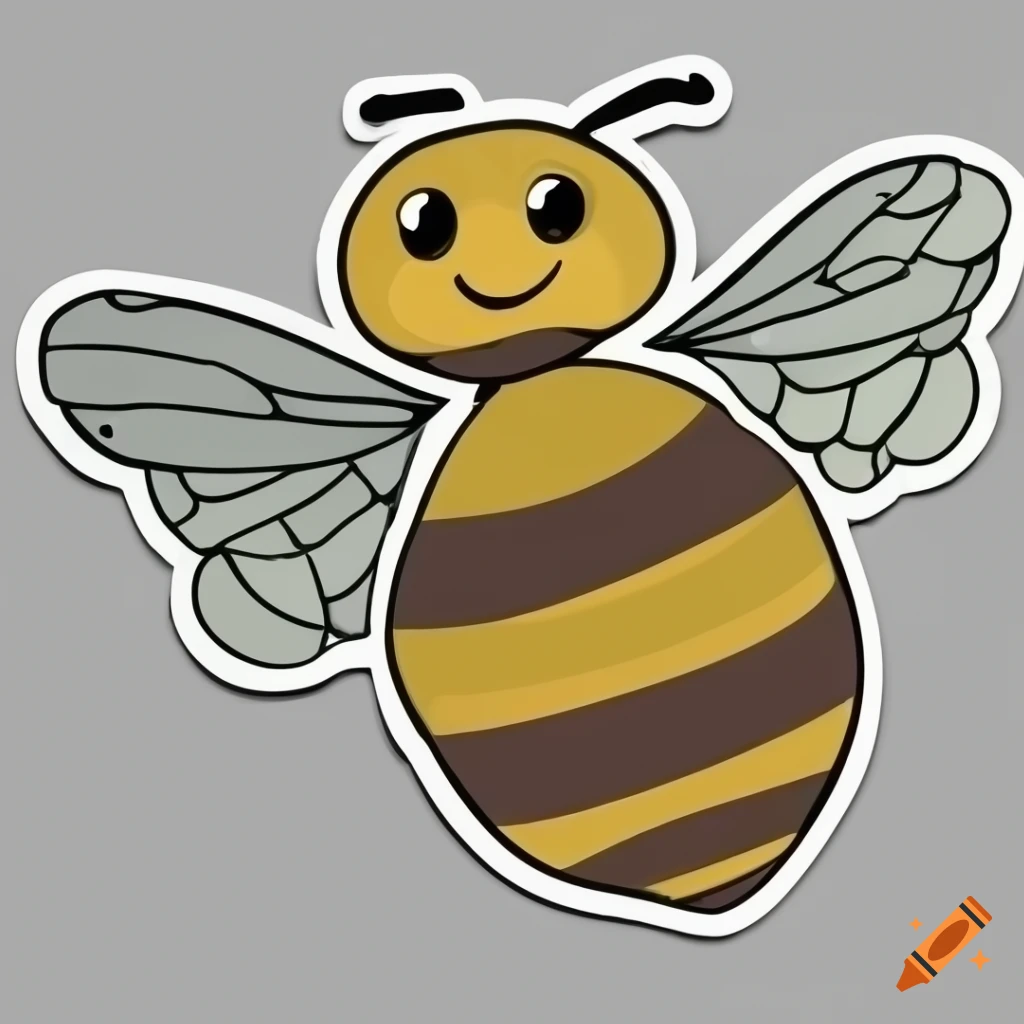 Cartoon bee stickers in high-resolution illustration on Craiyon
