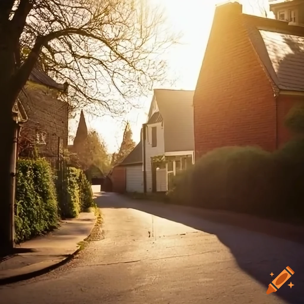Picturesque suburban street with well-maintained yard and garden on Craiyon