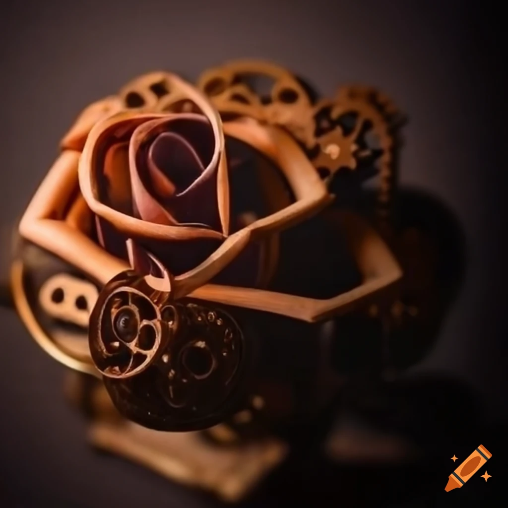 Rose made from clockwork cogs on Craiyon