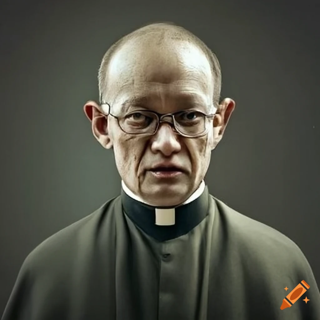 Portrait of a priest with an expressionless look on Craiyon