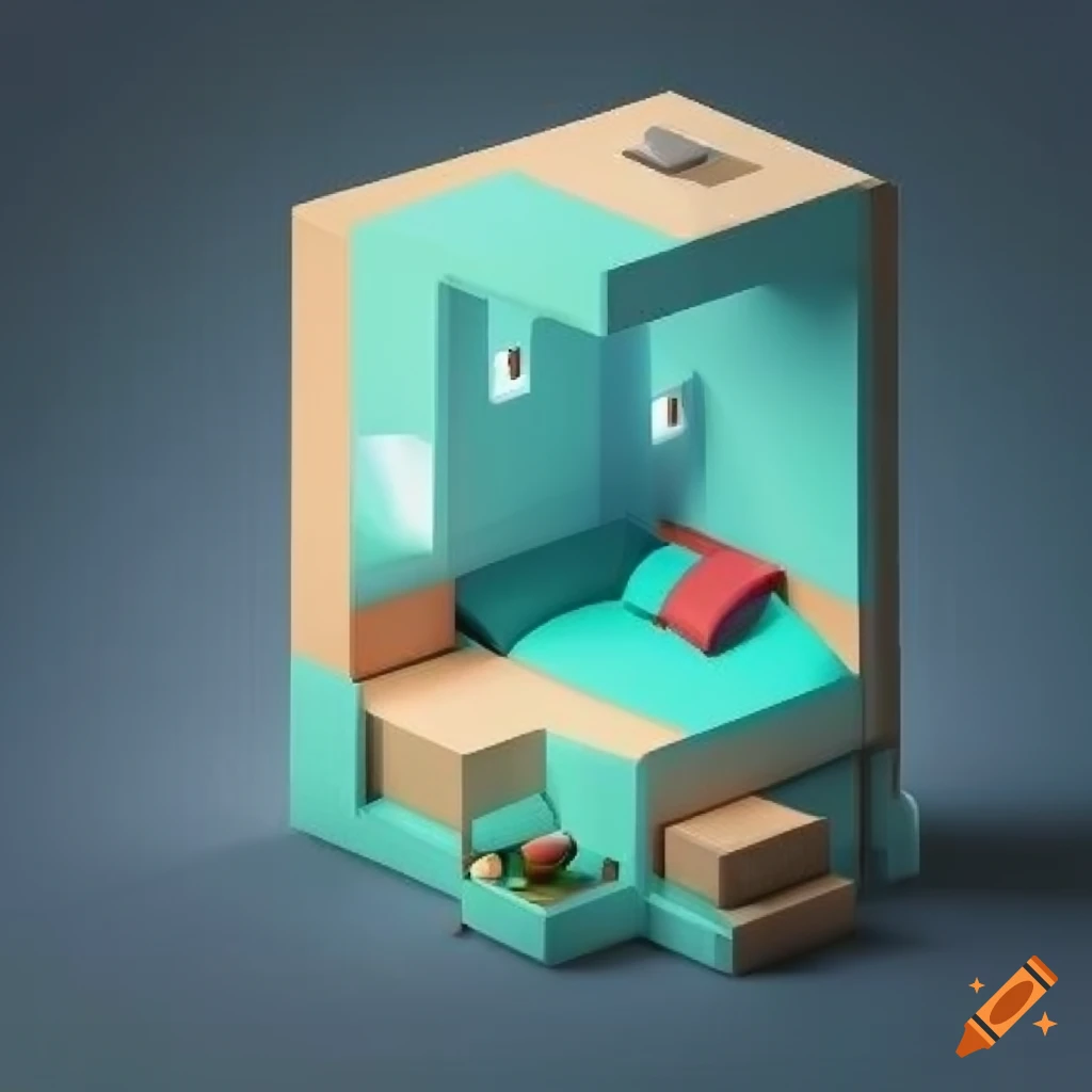 Isometric cube room on Craiyon