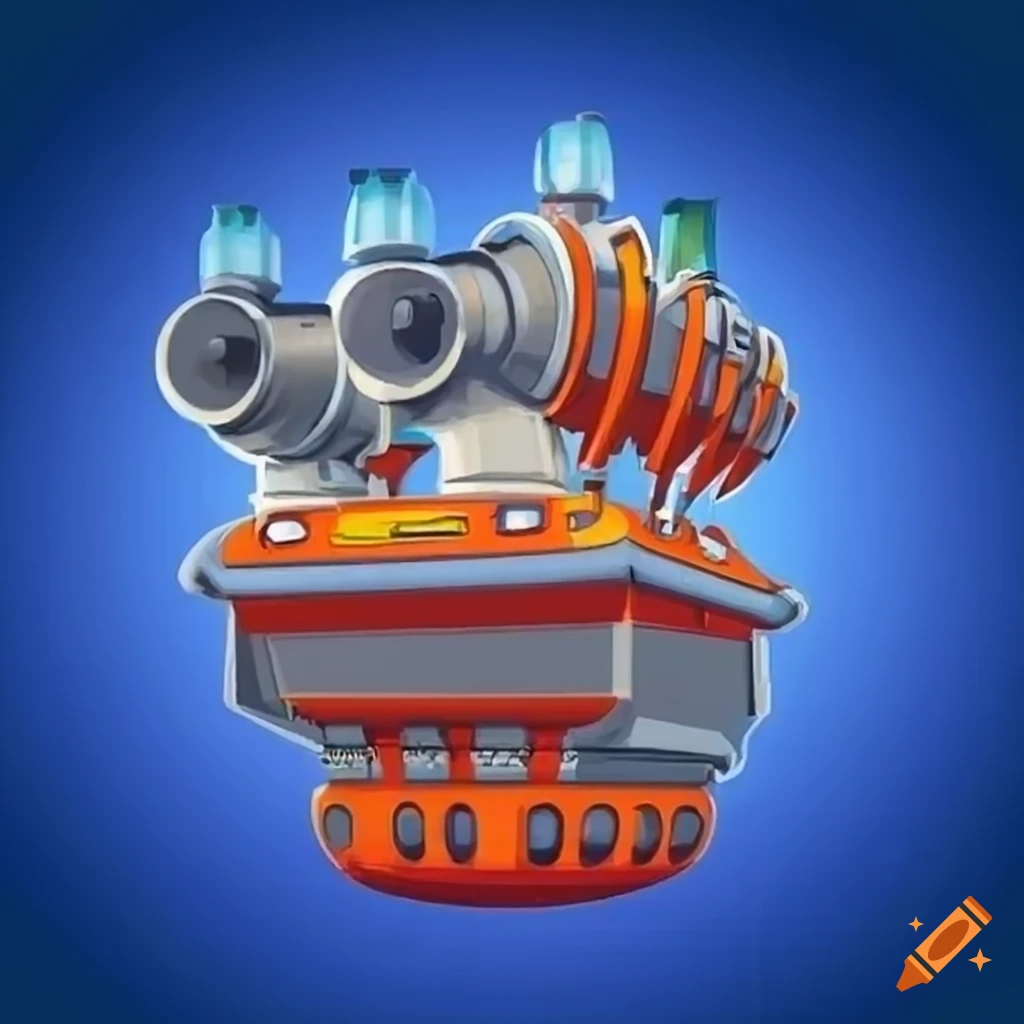 Cartoon-style sci-fi ship engine component on Craiyon