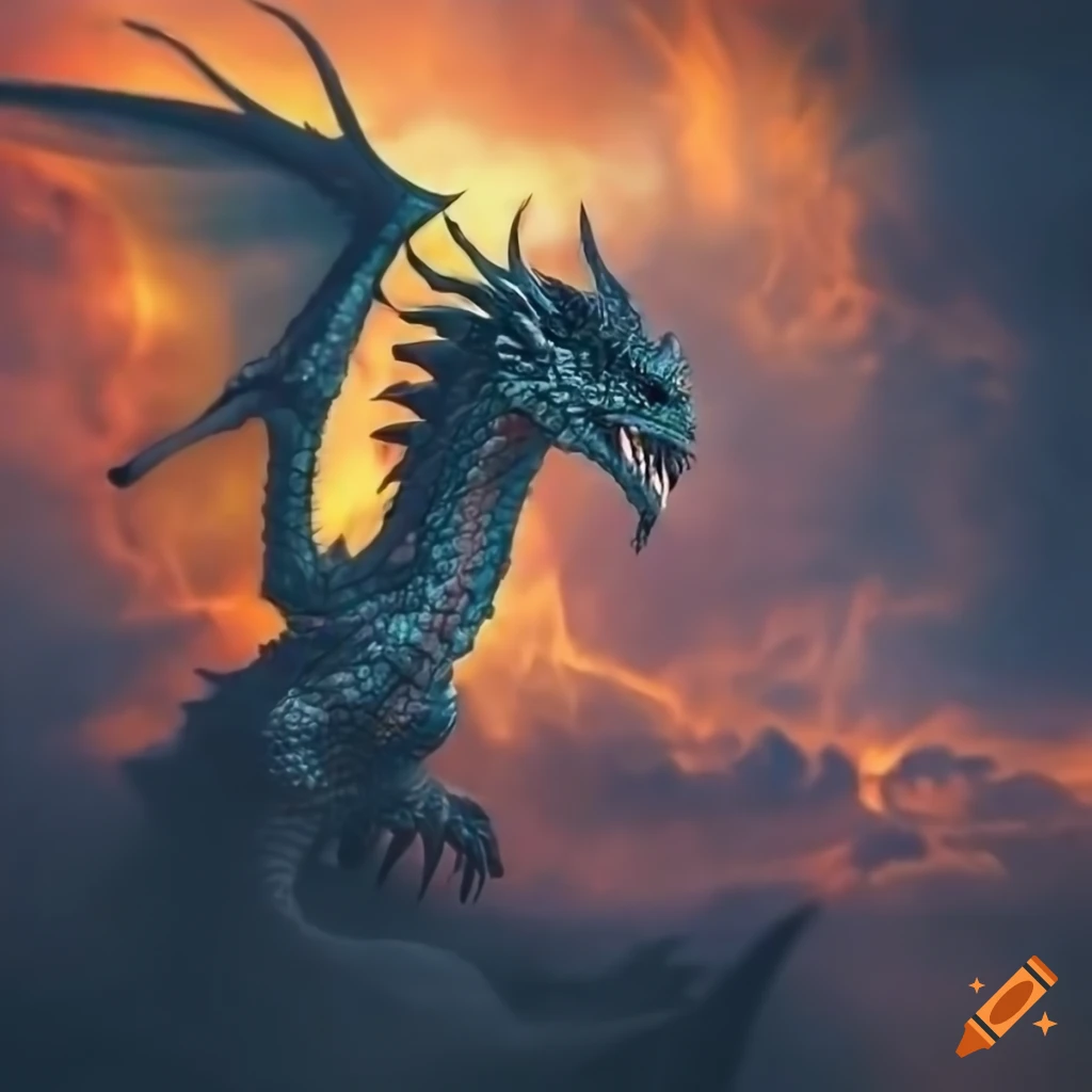 Fierce dragon breathing fire in high definition on Craiyon