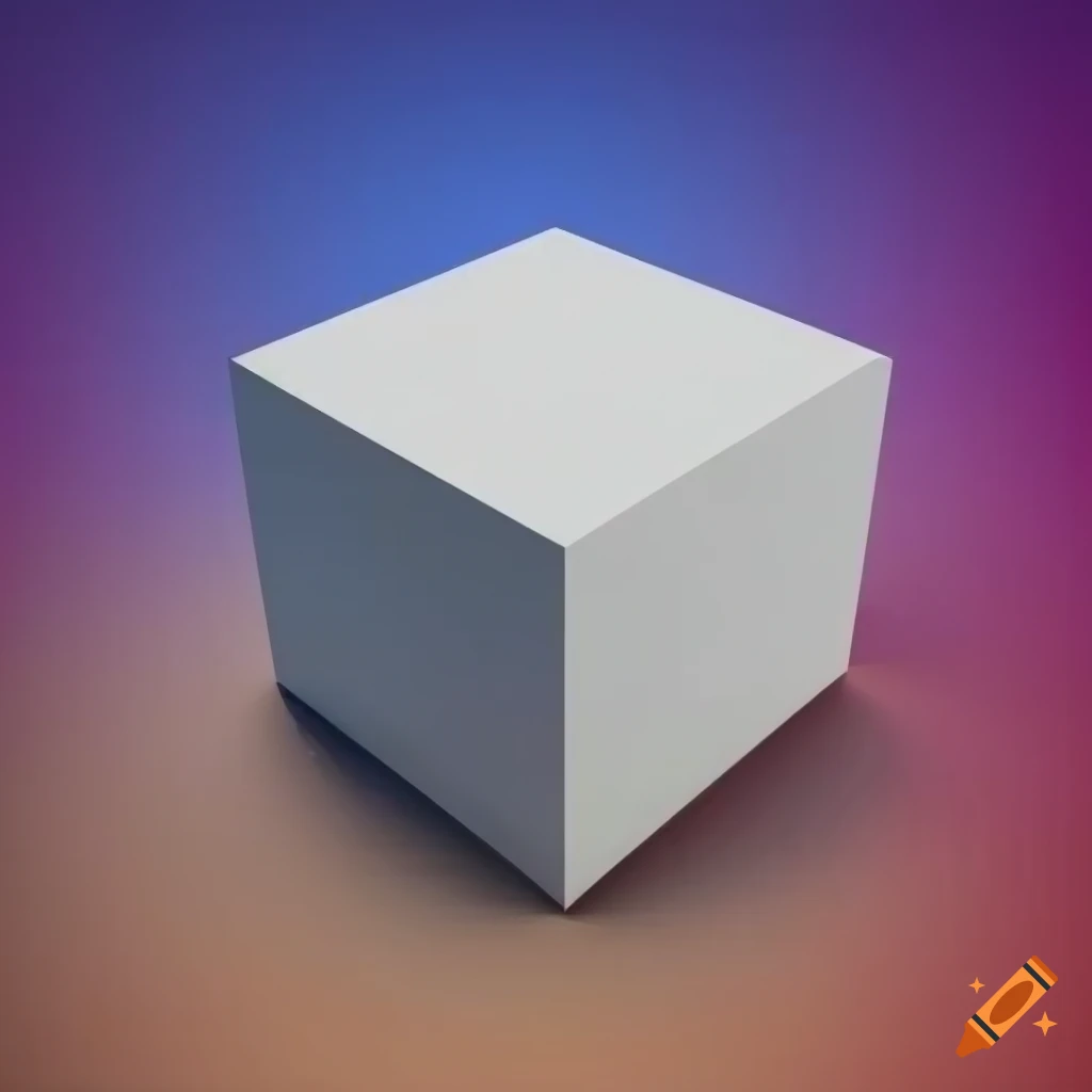 3d white cube on colorful background on Craiyon