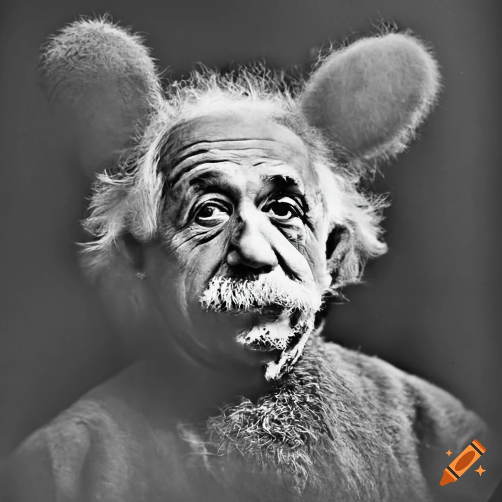 Albert einstein with bear ears on Craiyon