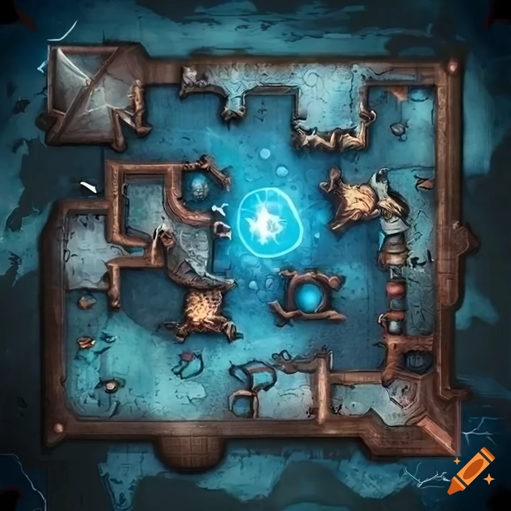 Top-down battle map for gladiator pit game with steel and ice theme on ...