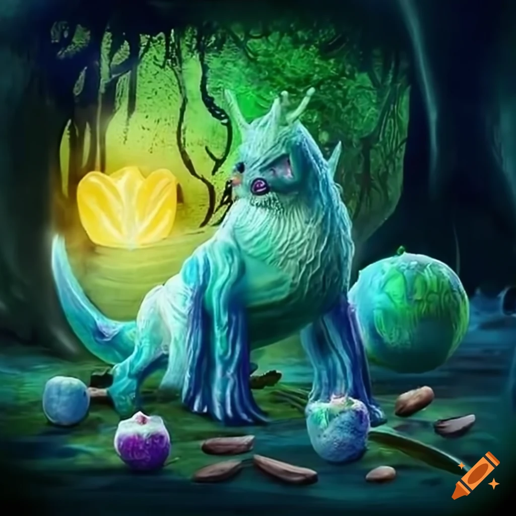 Mythical creatures and mutant omega mart lemon fruit monster in a ...