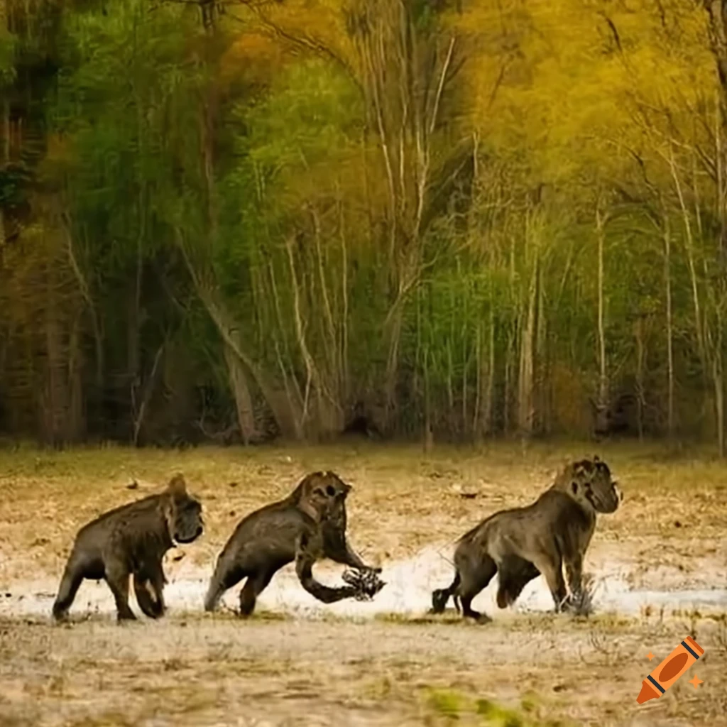 Group of animals running in the wild on Craiyon