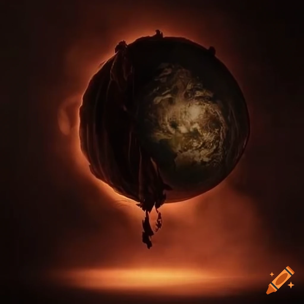 Eerie image of a dying earth in dark lighting on Craiyon