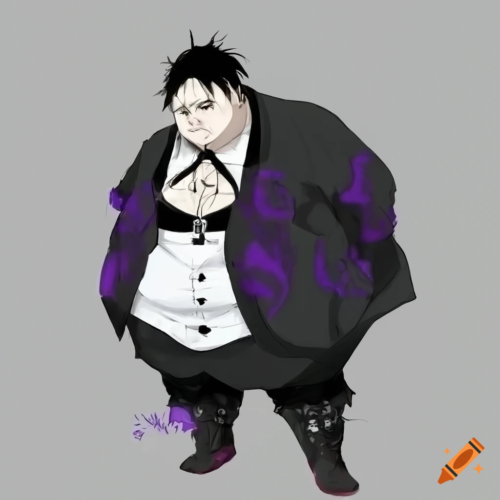 Stylishly dressed gothic man with long purple hair on Craiyon