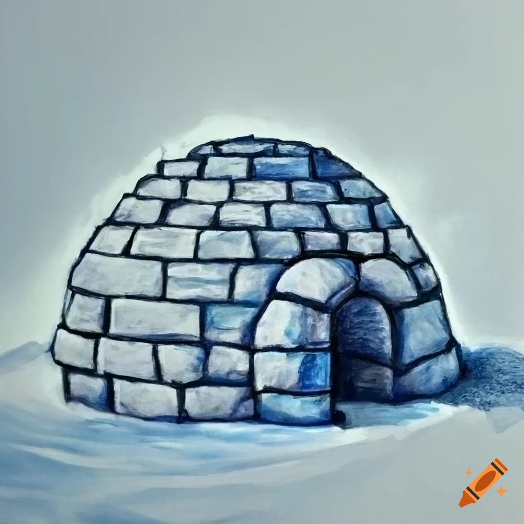 Pencil drawings of an igloo on Craiyon