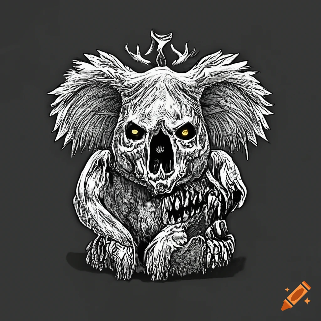 Cartoon logo of an evil koala skull with marijuana and gaming theme on ...