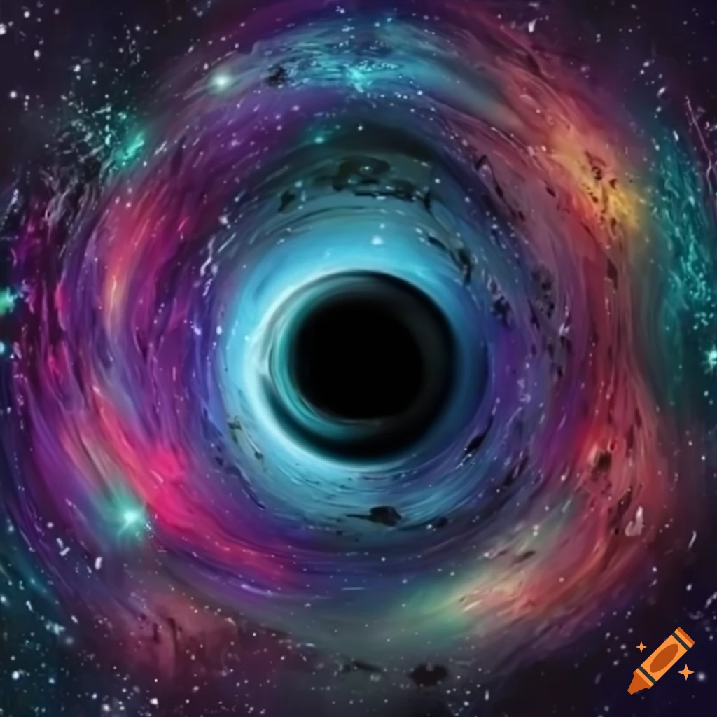 Cosmic realm with mesmerizing black hole and shimmering stars on Craiyon