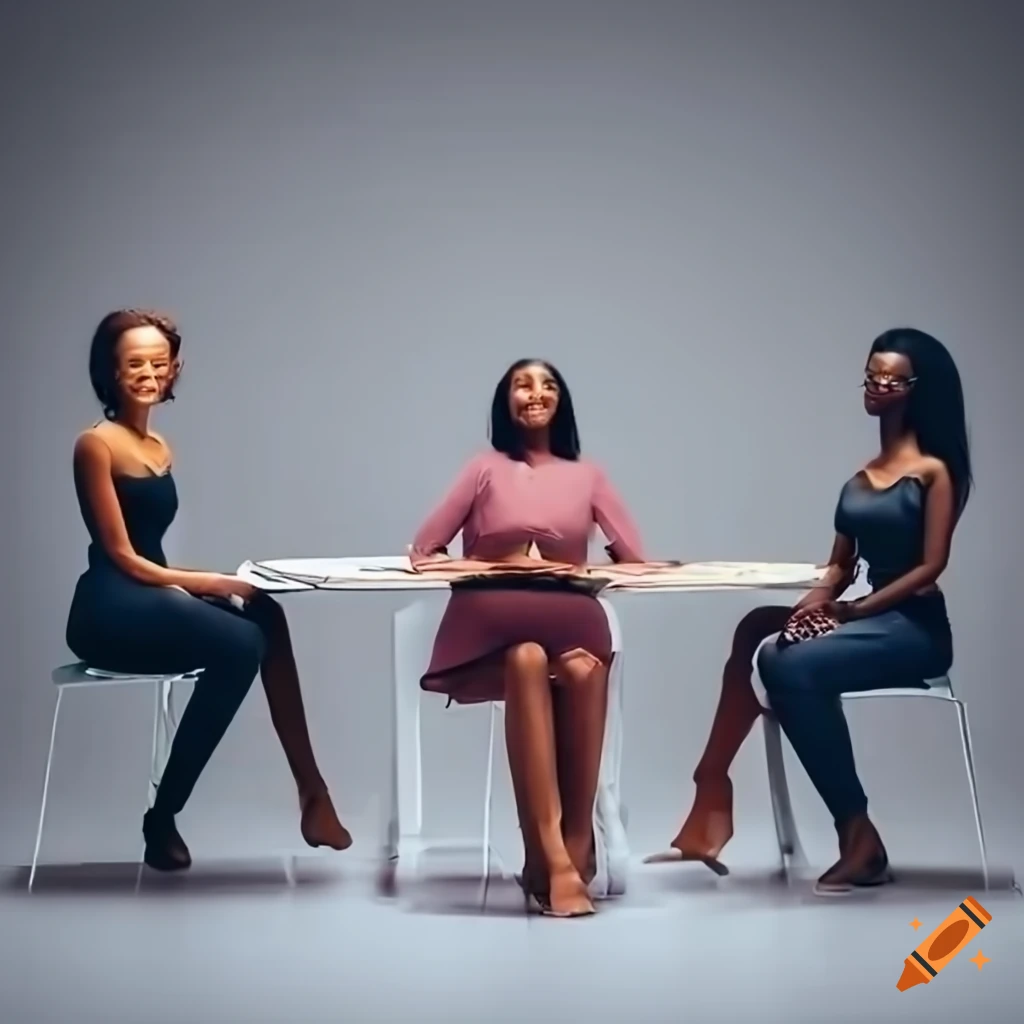 Diverse group of confident women sitting at a round table on Craiyon