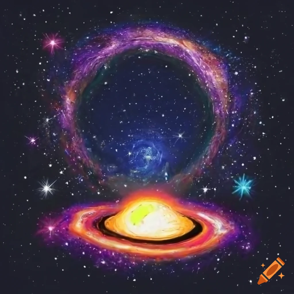 Cosmic realm with mesmerizing black hole and shimmering stars on Craiyon