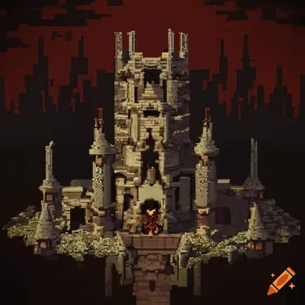 8-bit style castle in a unique artistic interpretation on Craiyon