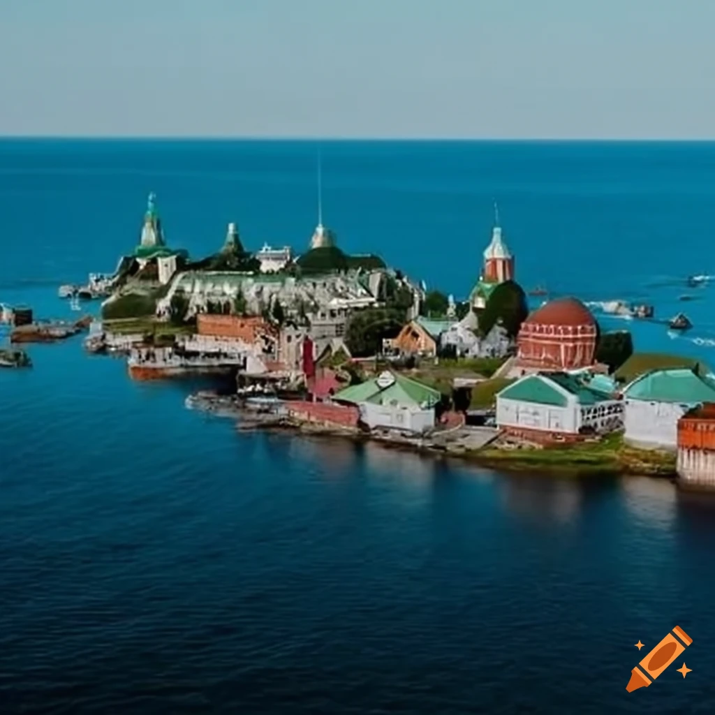 Small city on a russian island on Craiyon