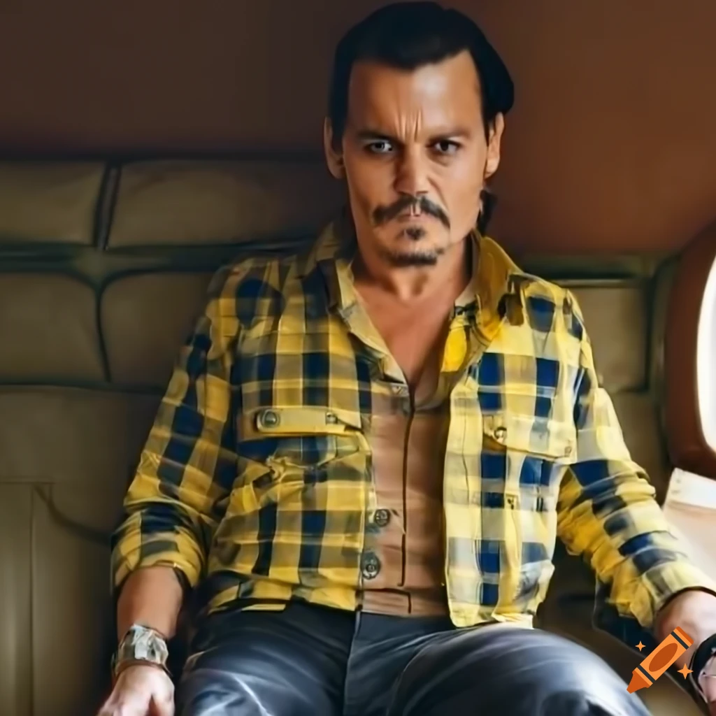 Closeup view of a person resembling actor Johnny Depp sitting relaxed ...