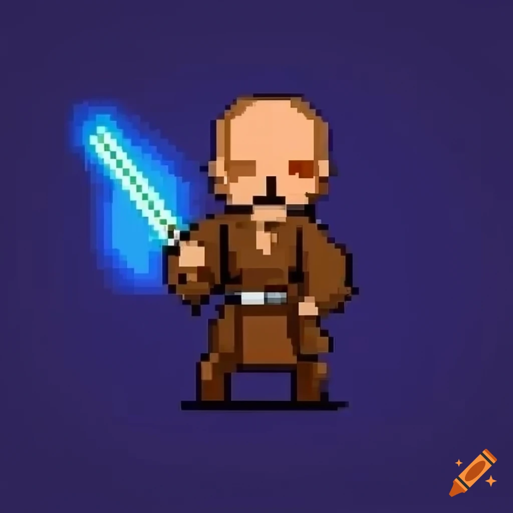 32-bit pixel art character of a jedi in fighting game style on Craiyon