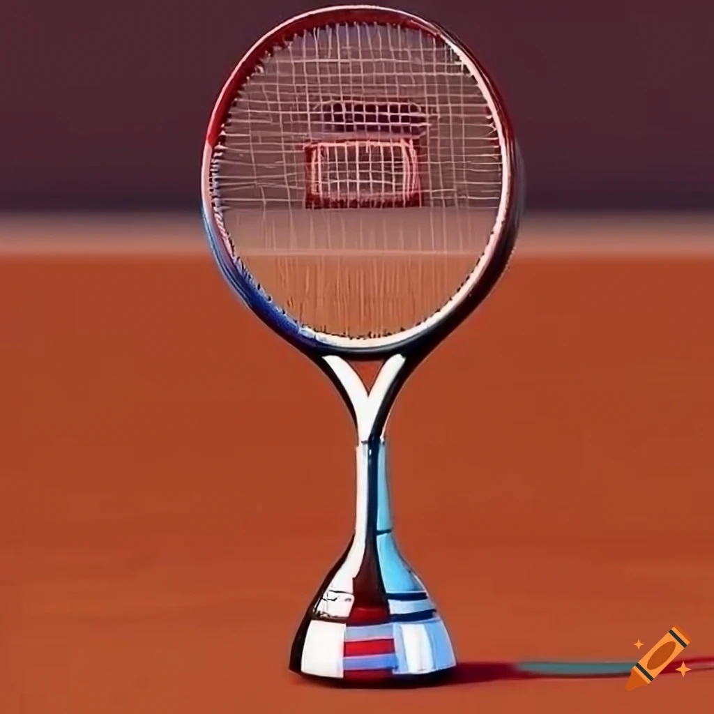 Hyperrealistic tennis racket, tennis net, clay court, trophy on Craiyon