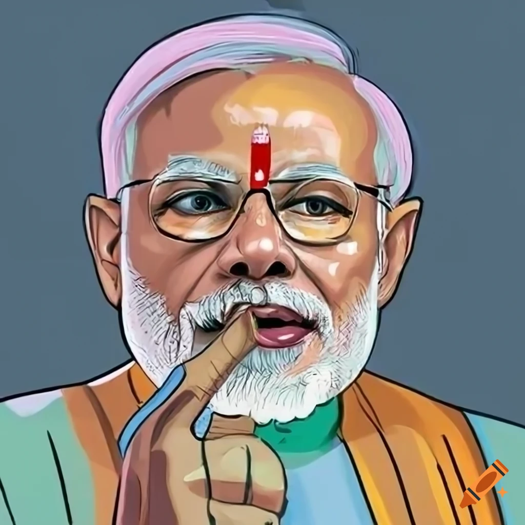 Cartoon of prime minister modi on Craiyon