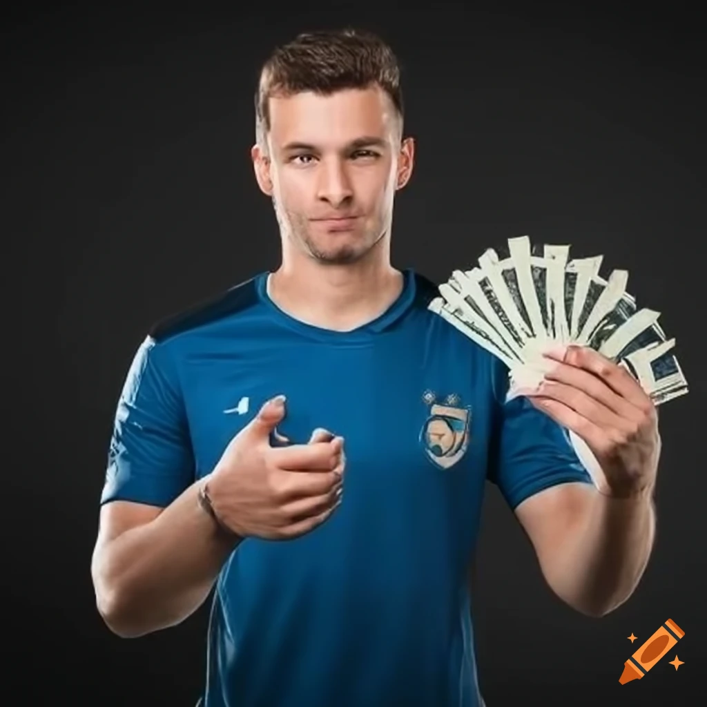 Soccer player holding money on Craiyon