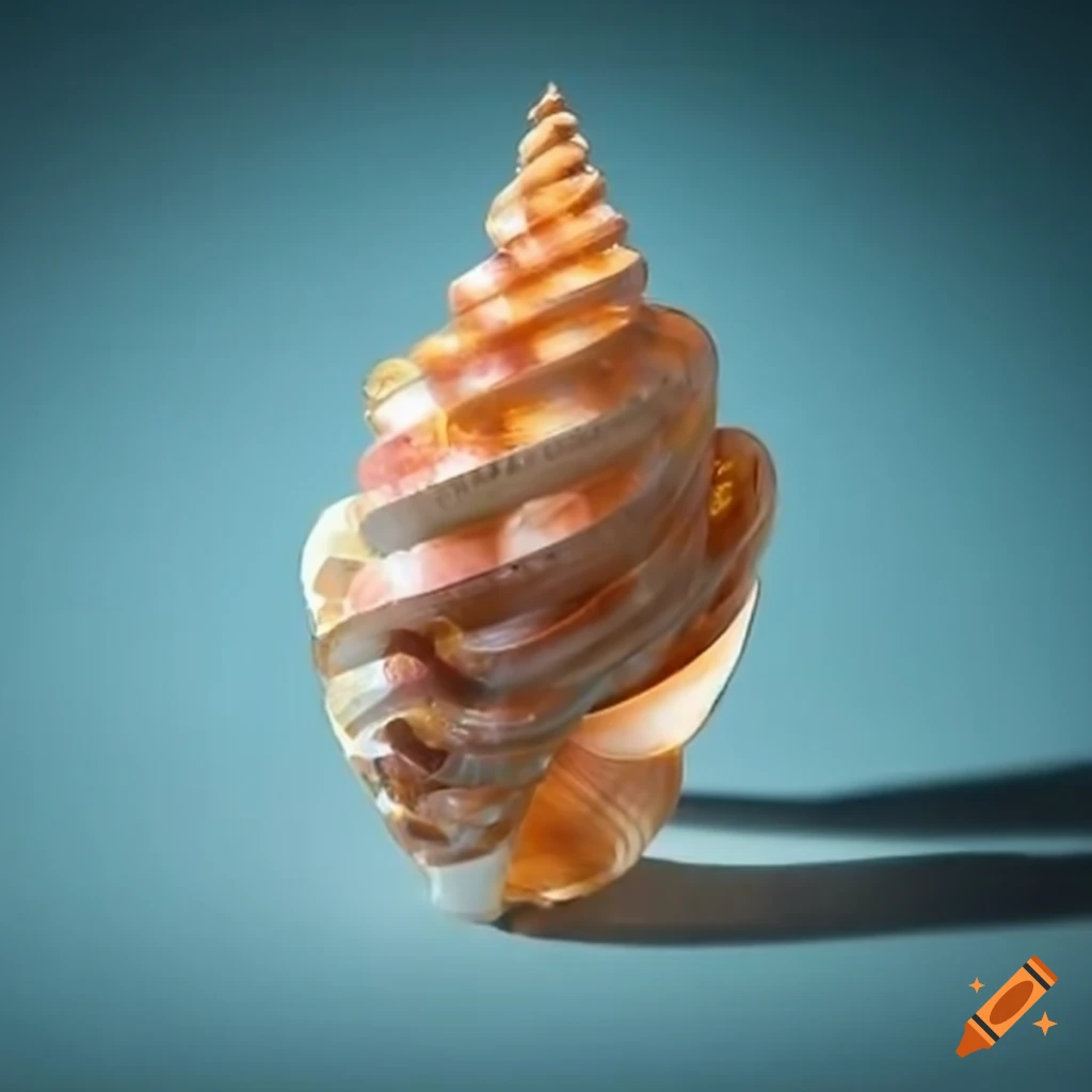 Seashell twisting in a crystal bottle on Craiyon