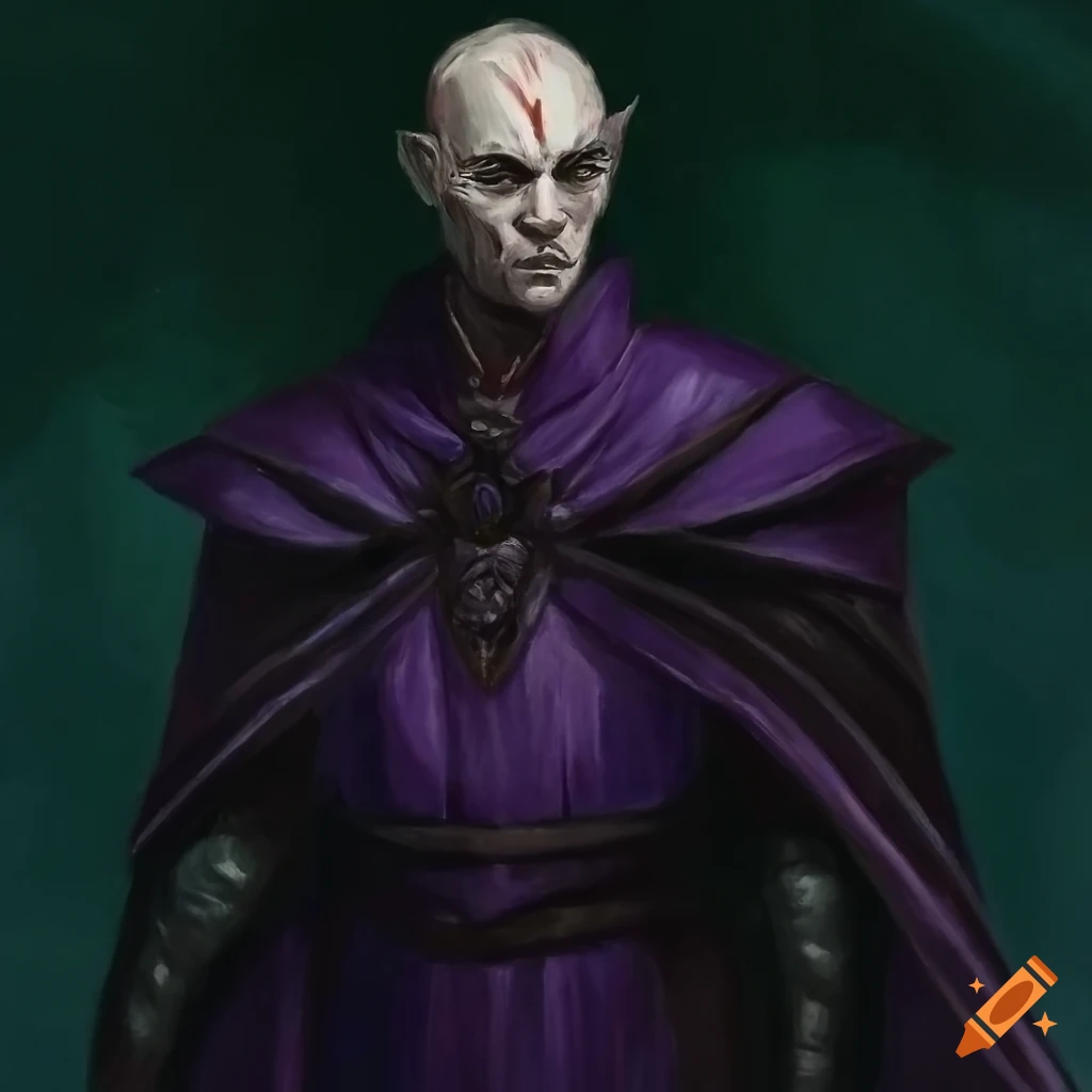 Intricately detailed oil painting of a male warlock in black armor and ...