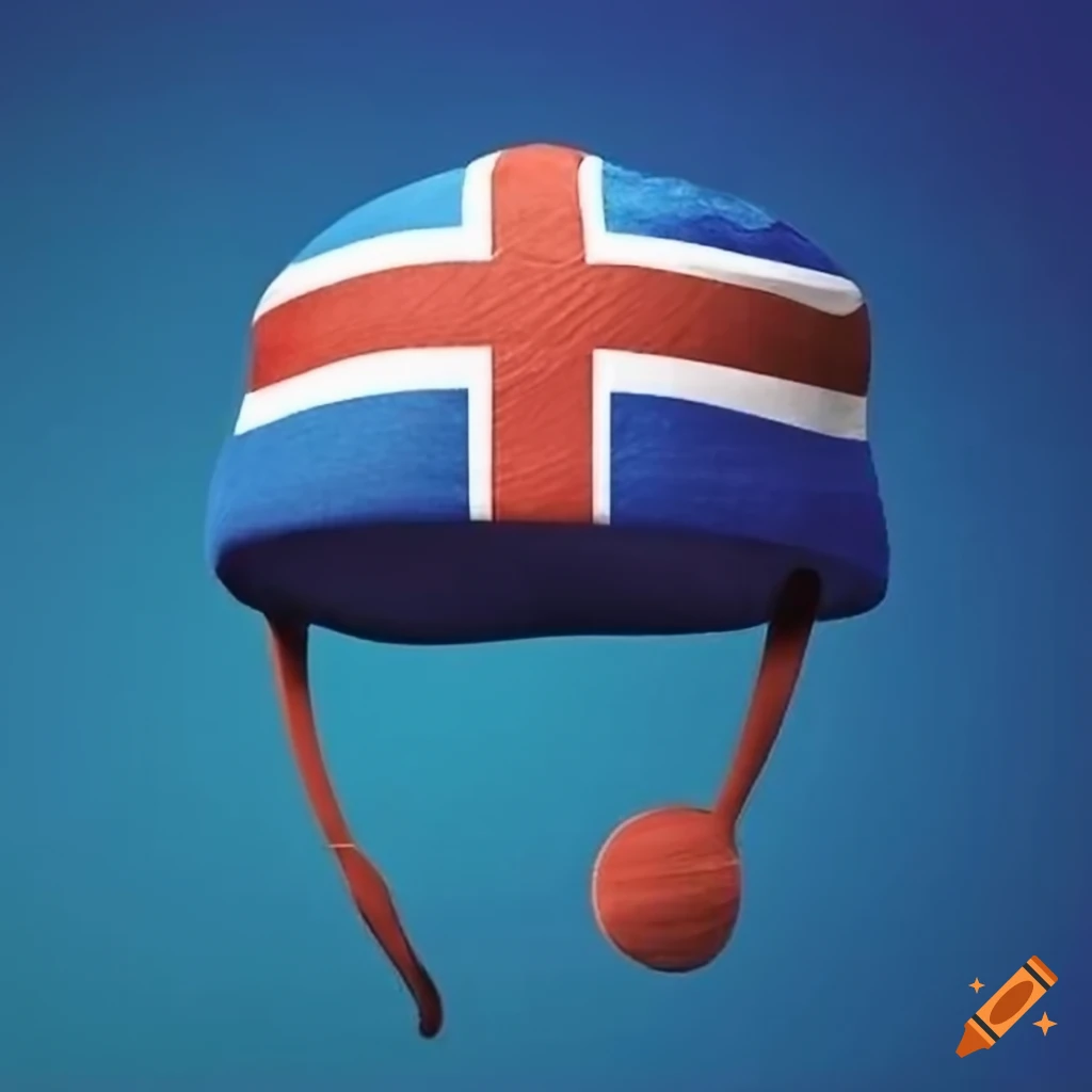 Nordic ski hat with icelandic flag design on Craiyon