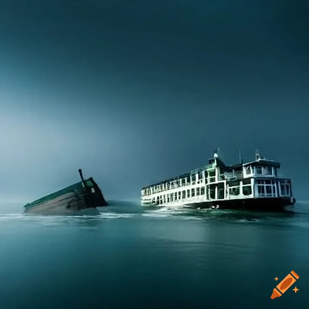 Washington state ferry sinking in the water on Craiyon