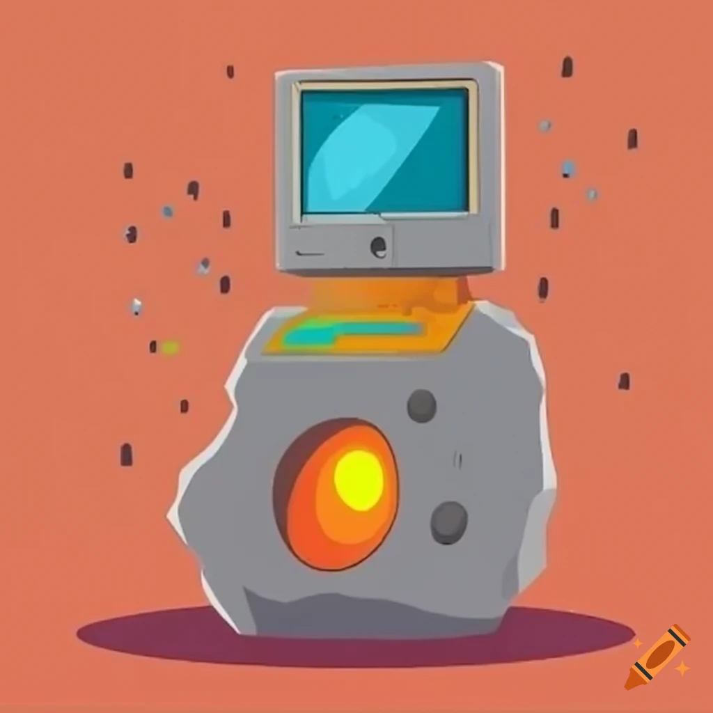 Cartoon-style sci-fi scanner scanning a rock on Craiyon