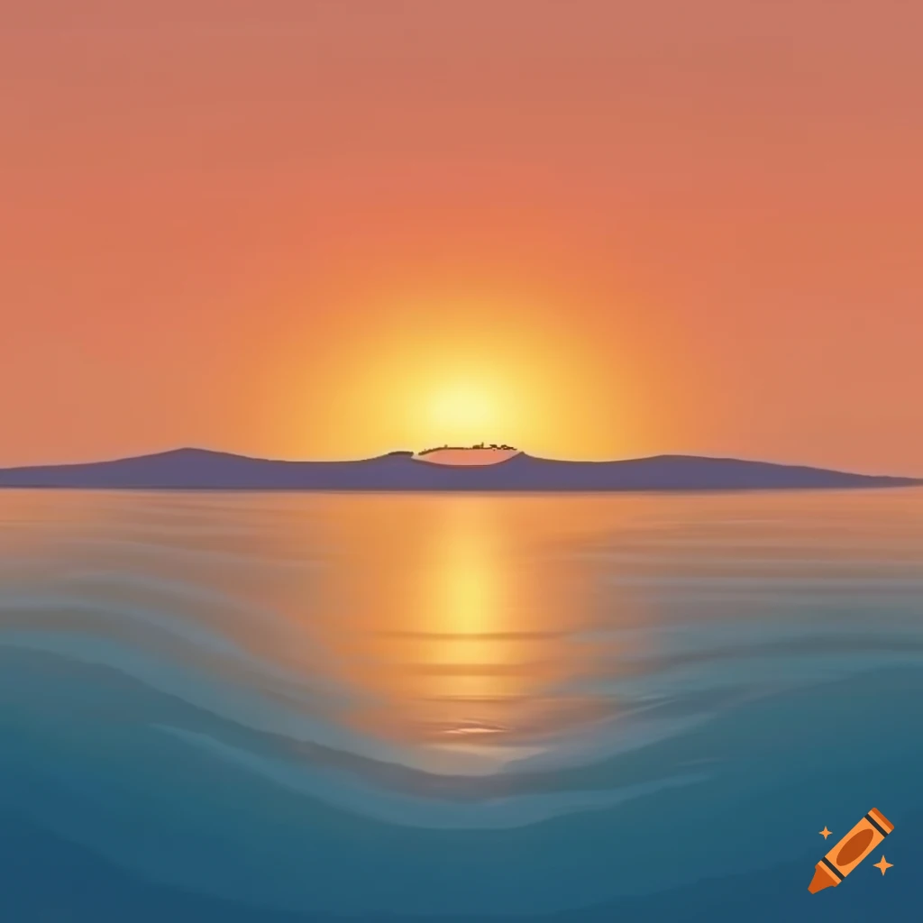 Mountain lake at sunset with sun's rays reflecting on the water in ...