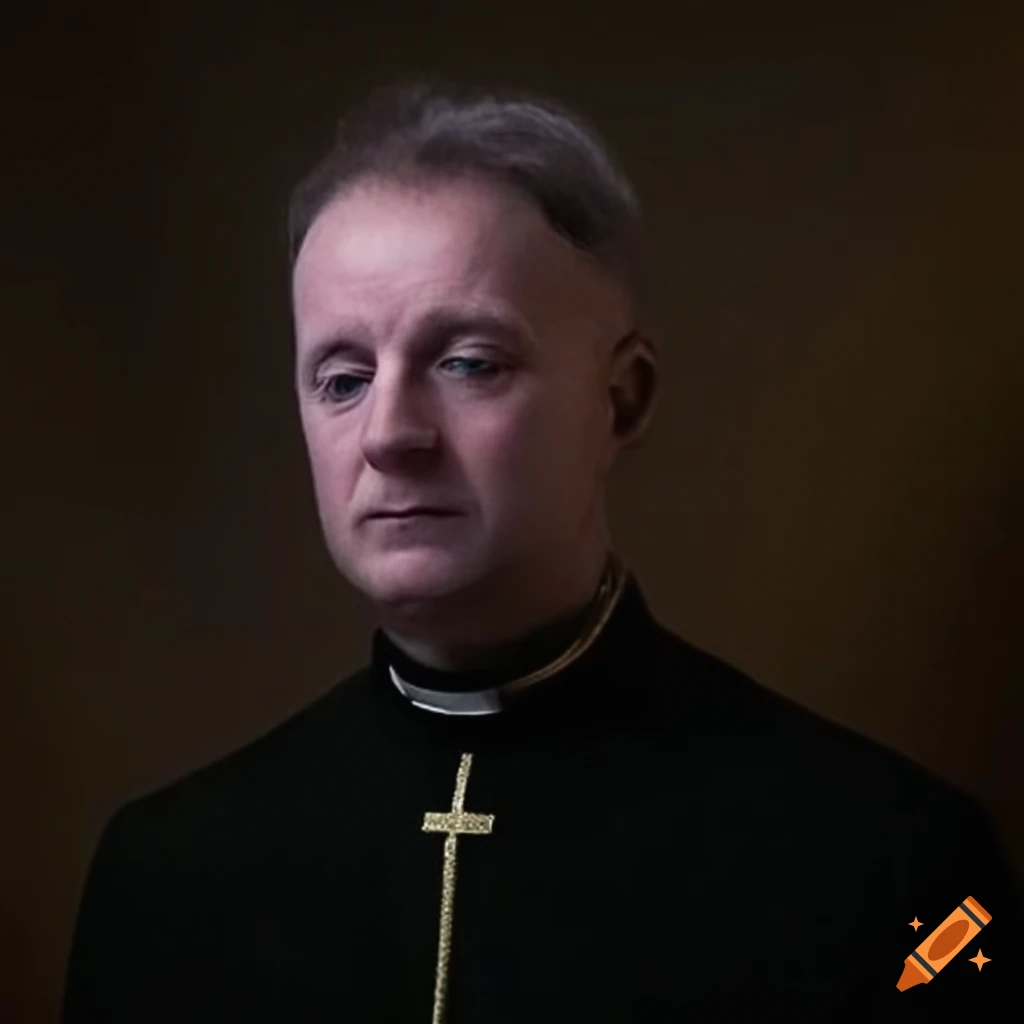 Expressionless face of a priest in a color photograph on Craiyon