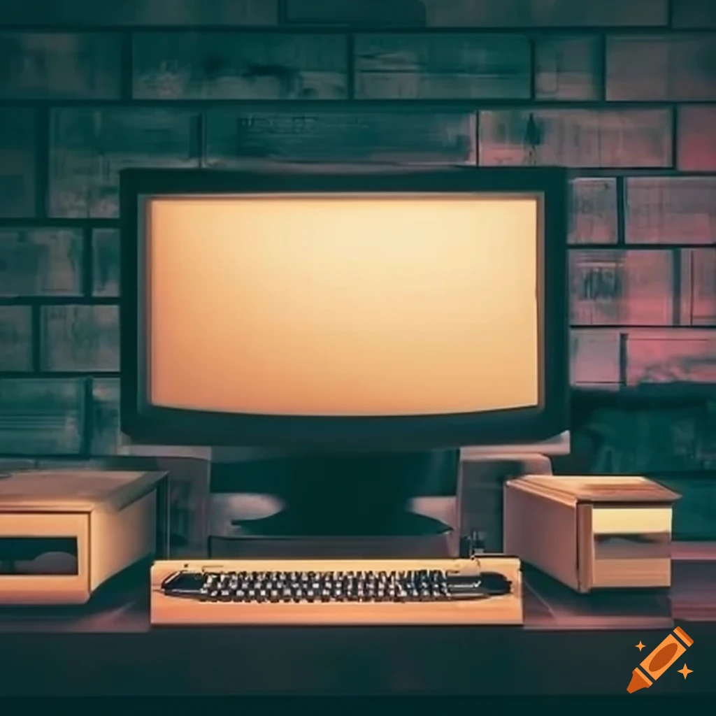 Retro gaming computer setup in a room with steel wall on Craiyon